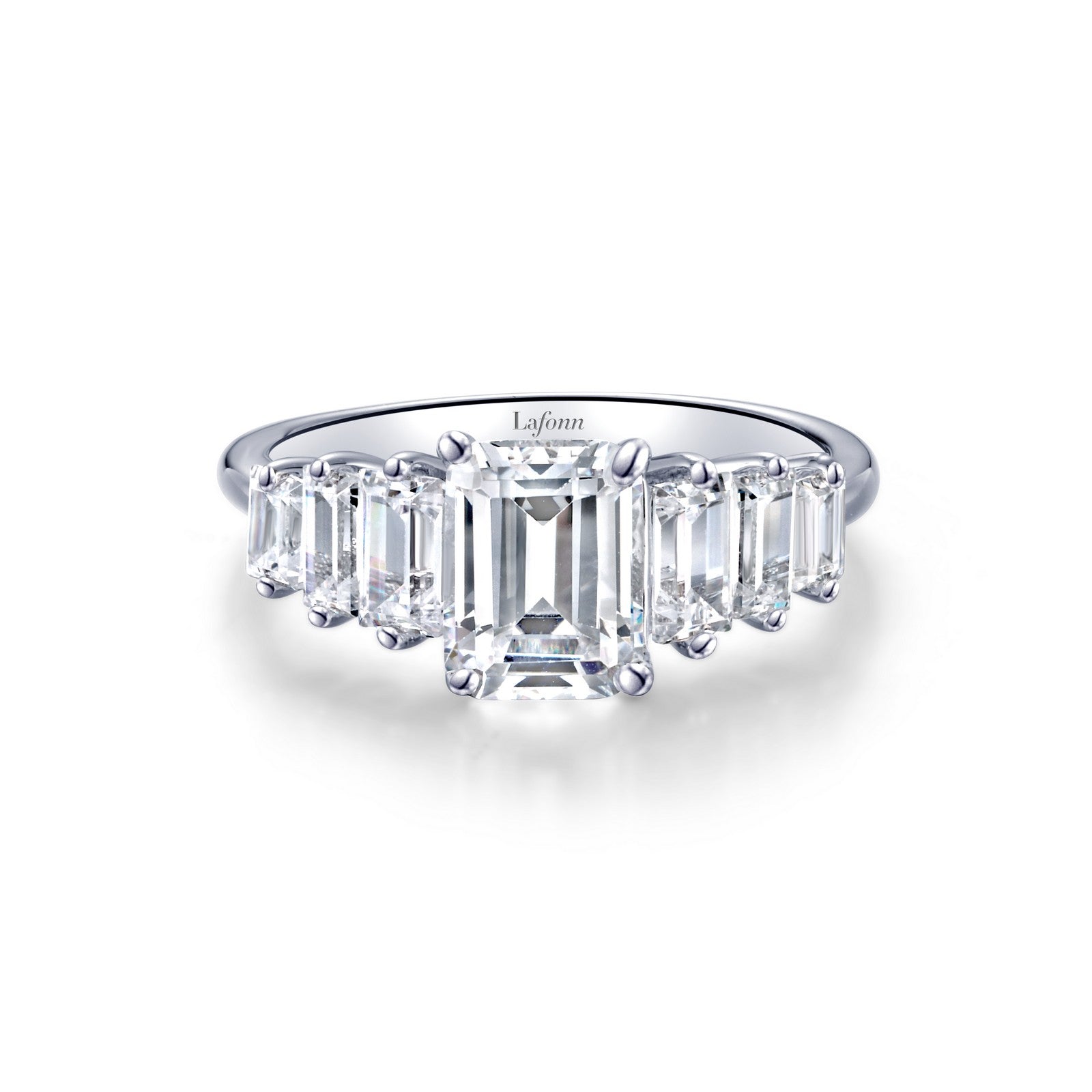 7 stone emerald cut diamond ring store