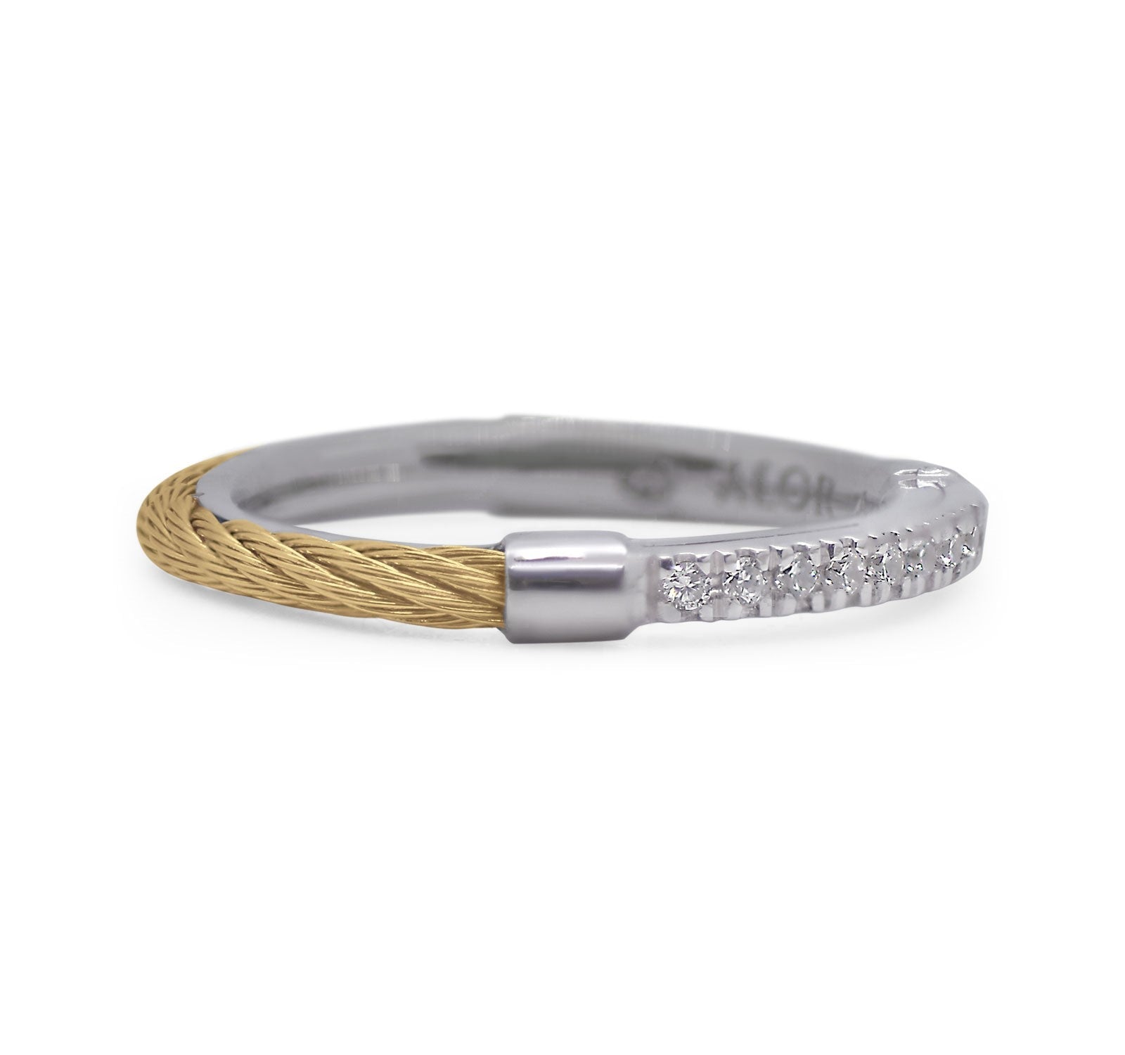 ALOR Yellow Cable Reversible Band Ring with 18kt Gold & Diamonds ...